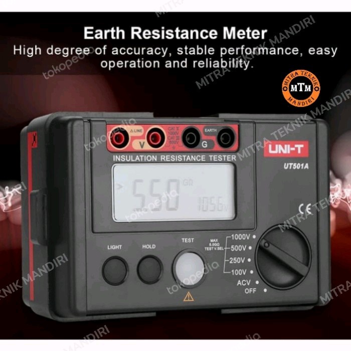 Jual Alat Ukur Insulation Resistance Meter Ground Tester 1000V Uni-T ...