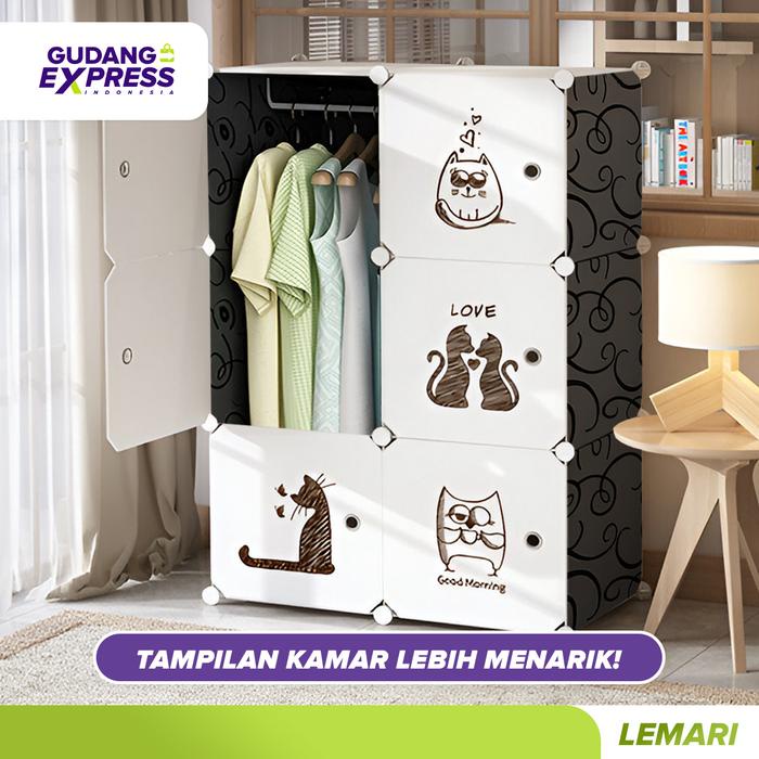Jual Gei - Rak Lemari Pakaian Susun Plastik Pvc 6 Pintu Motif Lucu ...