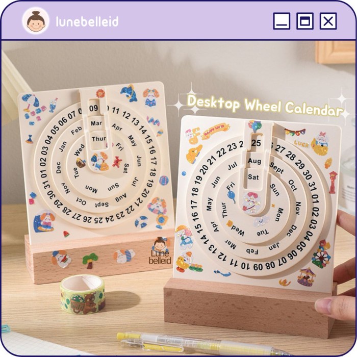 Jual Desktop Aesthetic Wheel Calendar / Kalender 2024 aesthetic ...