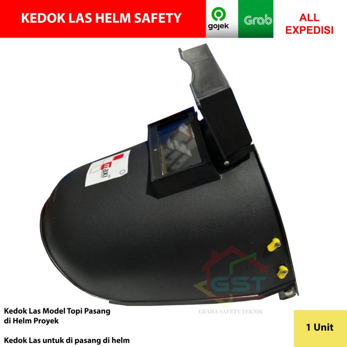 Jual kedok las model topi pasang di helm proyek / kedok las helm safety ...