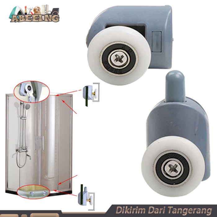 Jual Isi 2 Roda Shower Box Jepit Roda Katrol Pengganti Pintu Kamar ...