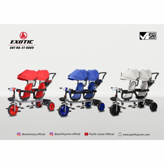 Jual Sepeda Stroller Roda Tiga Anak kembar Exotic ET 8809 boncengan 2 ...
