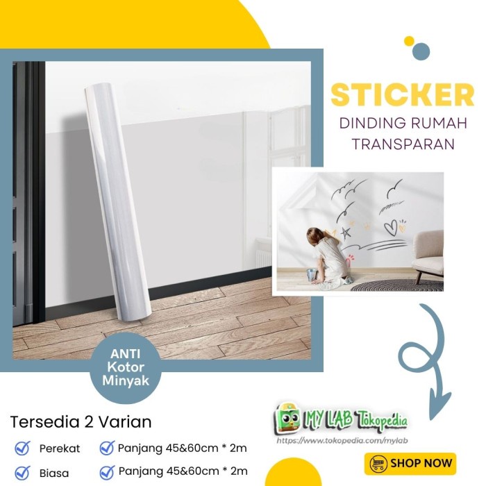 Jual Sticker Pelindung Dinding Anti Minyak Coretan Kotor Transparan ...