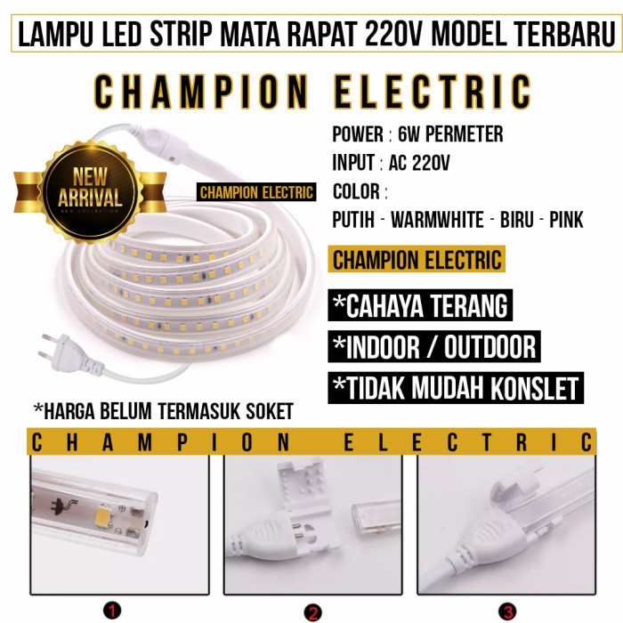 Jual Lampu LED Strip Preum Mata Rapat 100 Meter 220V | Shopee Indonesia