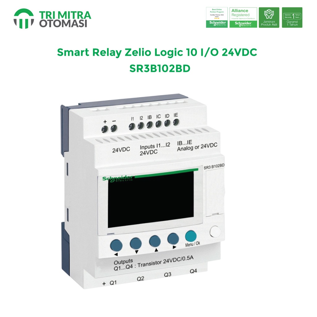 Jual Schneider Smart Relay Zelio Logic 10 I/O 24VDC - SR3B102BD ...