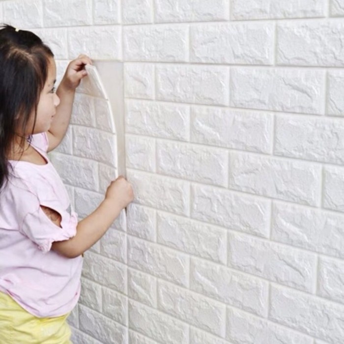 Jual Wallpaper Dinding 3D Foam Bata Putih Waterproof Brick Sticker ...