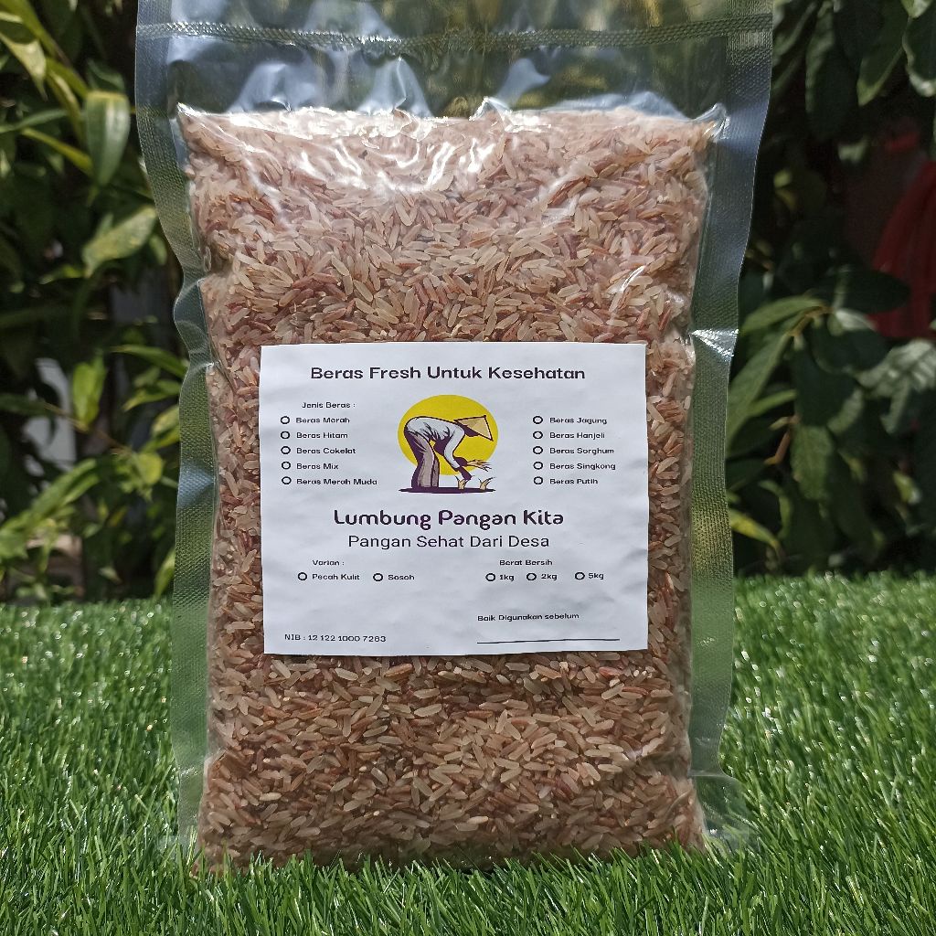 Jual Beras Merah Sosoh Lumbung Pangan Kita I Beras FRESH untuk kesehatan I 1kg | Shopee Indonesia
