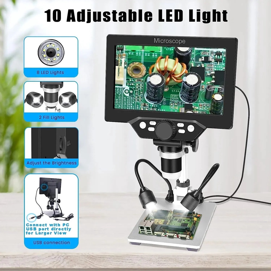 Jual 1200X Digital Microscope 12MP Electronic Video Microscopes 7 Inch ...