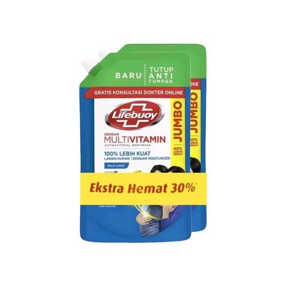 Jual LIFEBUOY BODY WASH MILD CARE POUCH 2X825 ML | Shopee Indonesia
