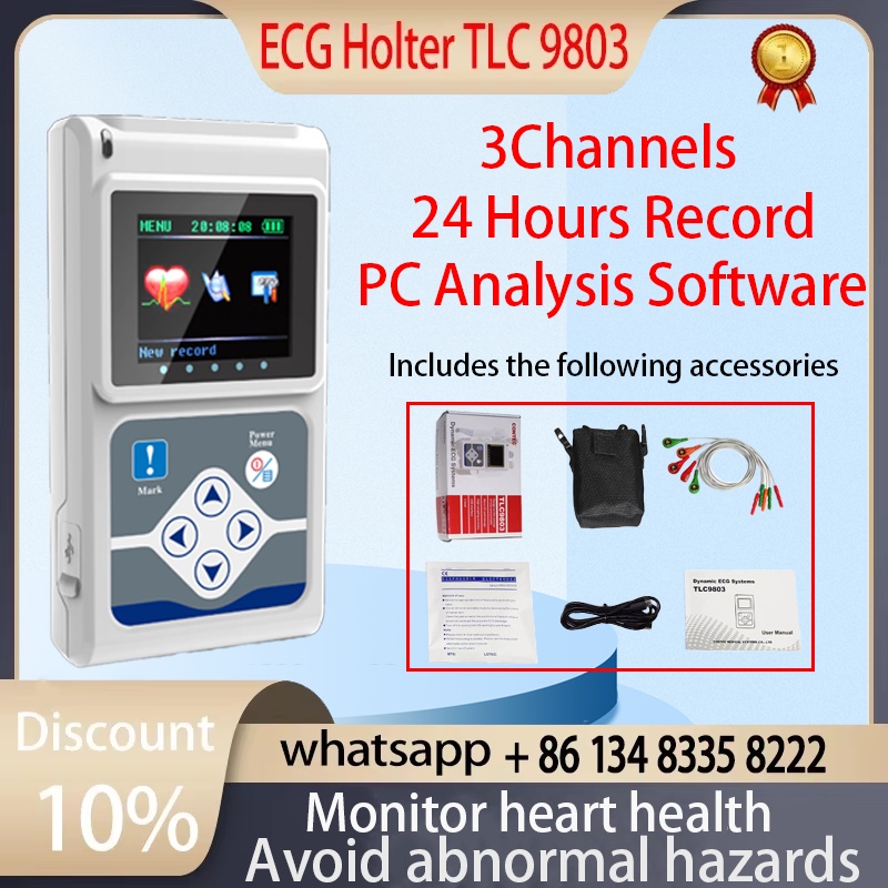 Jual SFC Genuine CONTEC TLC 9803 3 Channels ECG Holter, EKG Holter ...