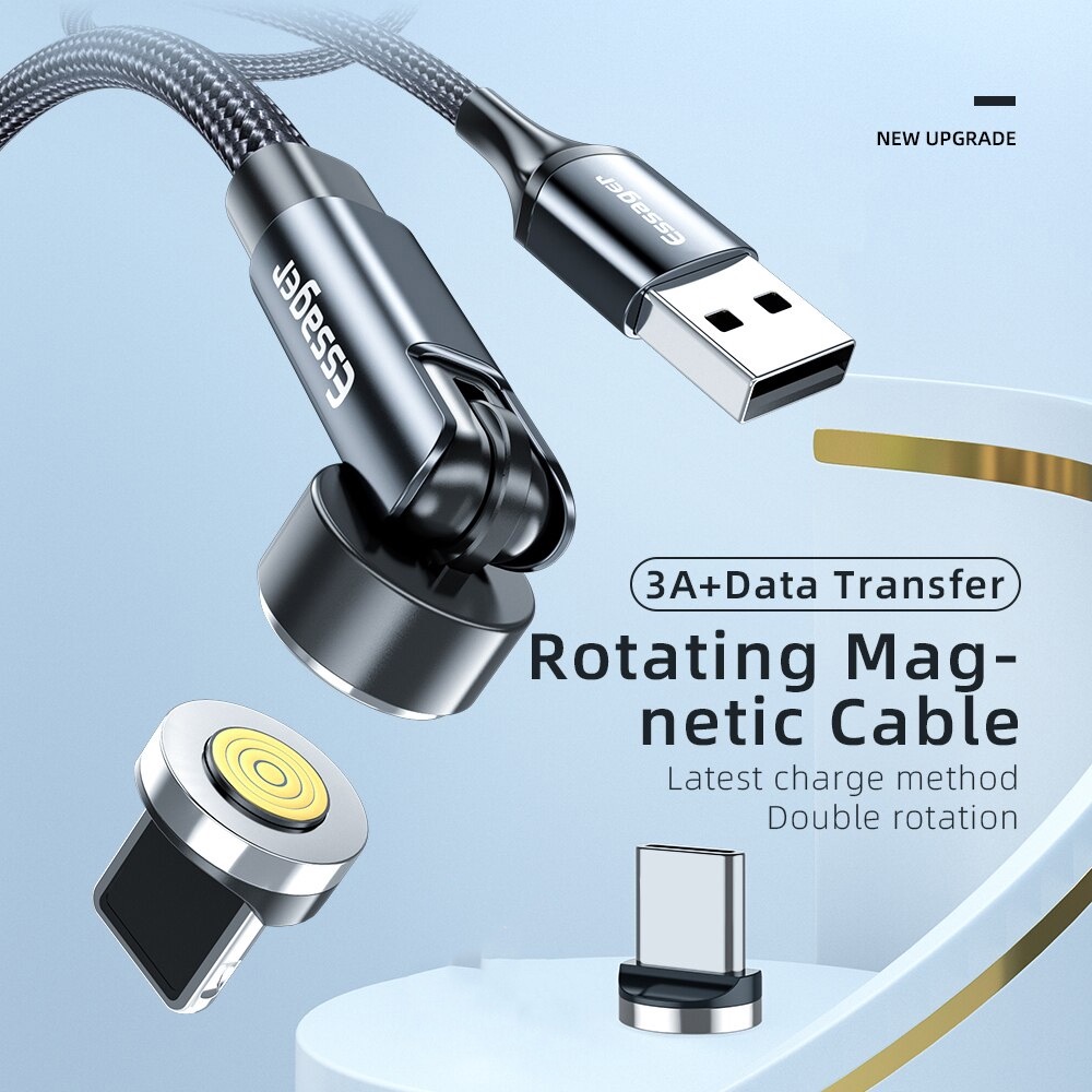 Jual ESSAGER Kabel Data USB Type C Magnetic Rotatable 3A 2M - ES-X33 ...