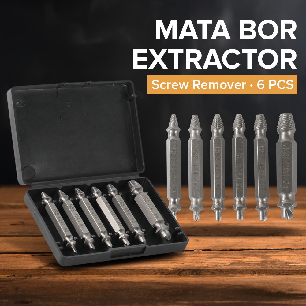 Jual DIZAINLIFE Set Mata Bor Extractor Broken Screw Remover 6 PCS ...