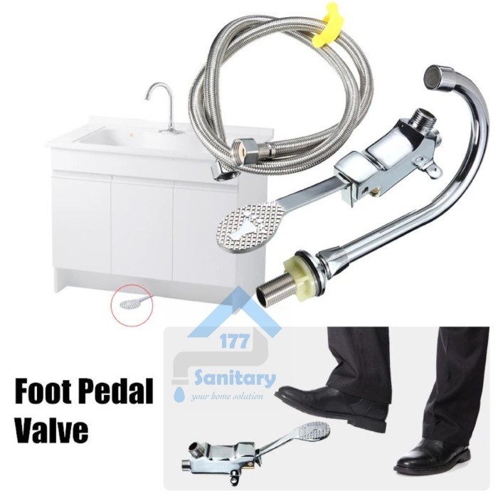 Jual Kran Wastafel Sink Injak- Keran Air Injek Kuningan Foot Valve ...