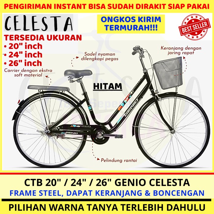 Jual LIMITED EDITION Sepeda Mini Keranjang CTB City Bike Genio Celesta ...