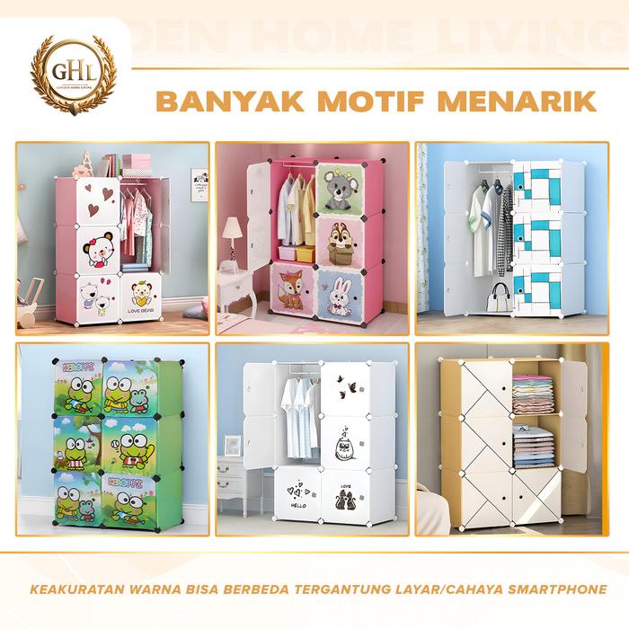 Jual GHL- Lemari Pakaian Plastik PVC 6 Pintu Desain Minimalis | Shopee ...