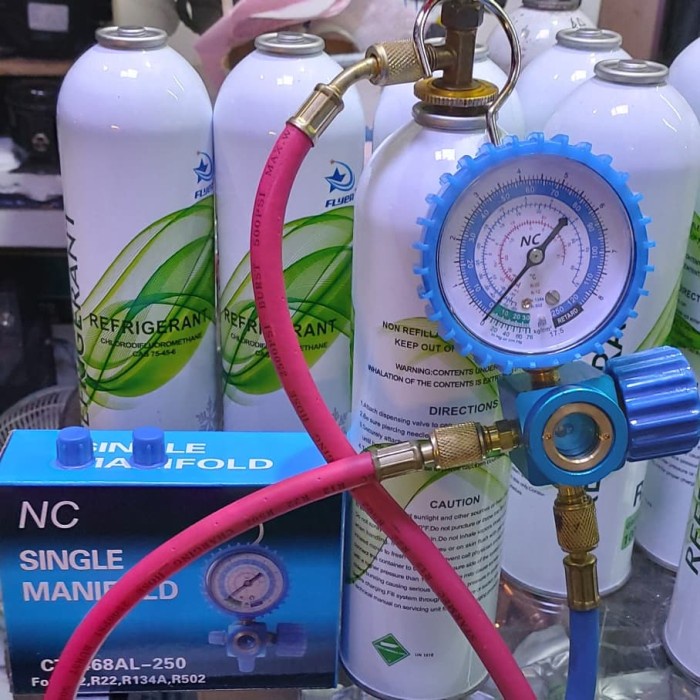 Jual TESTING MANIFOLD AC 250 PSI + FREON R22 1000 GRAM + CANT TAP VALVE ...