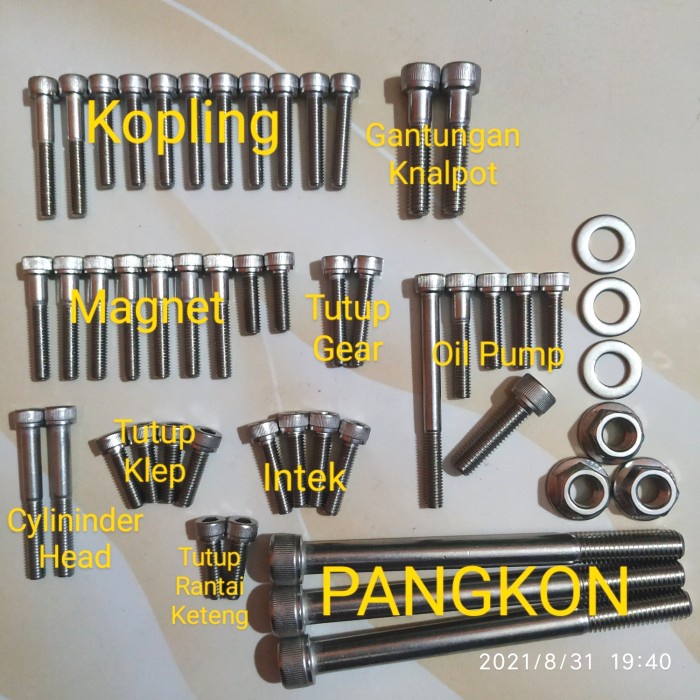 Jual Baut Set Mesin Suzuki Shogun 125 R/SP Stainless Asli | Shopee Indonesia