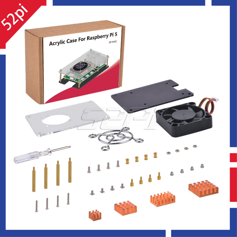 Jual NEW 52Pi Raspberry Pi 5 Acrylic Case with Fan Raspberry Pi 5 Case ...