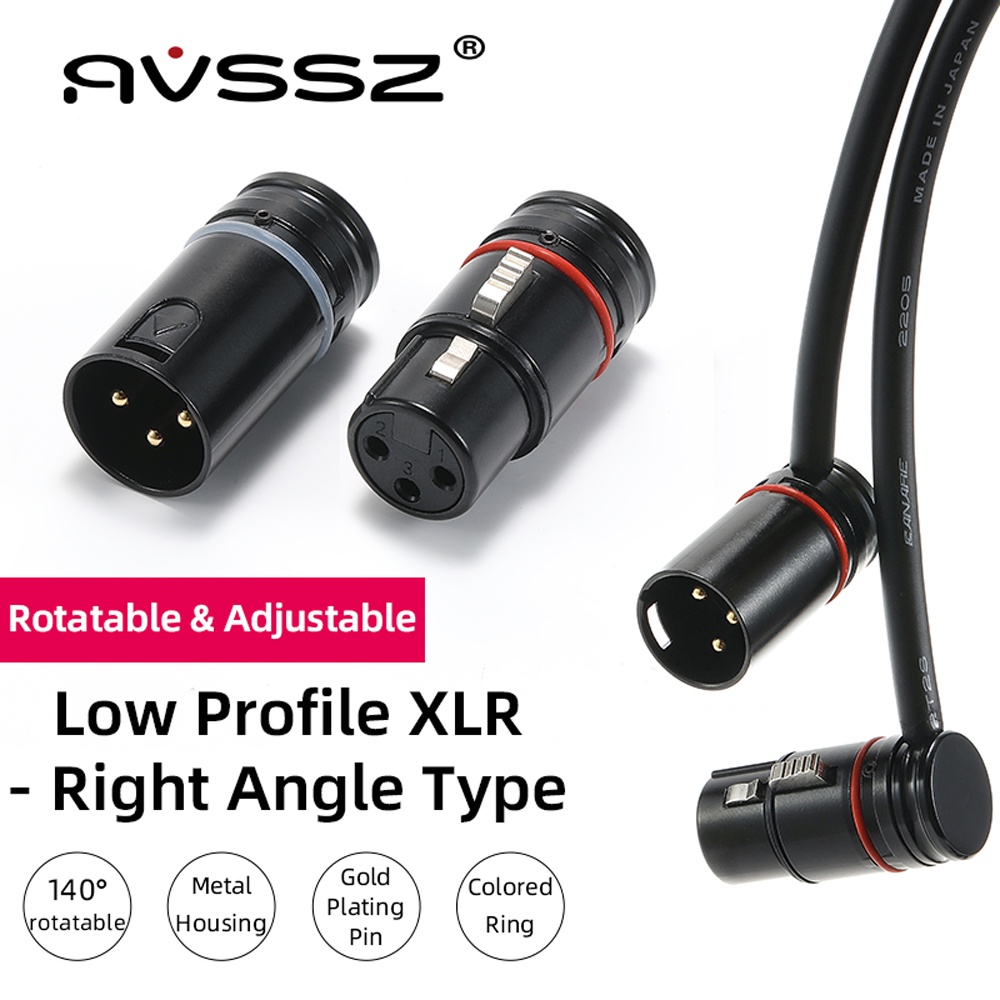 Jual AVSSZ Low profile 3 Pin XLR Cable Connector 90° 360 Rotateable XLR ...