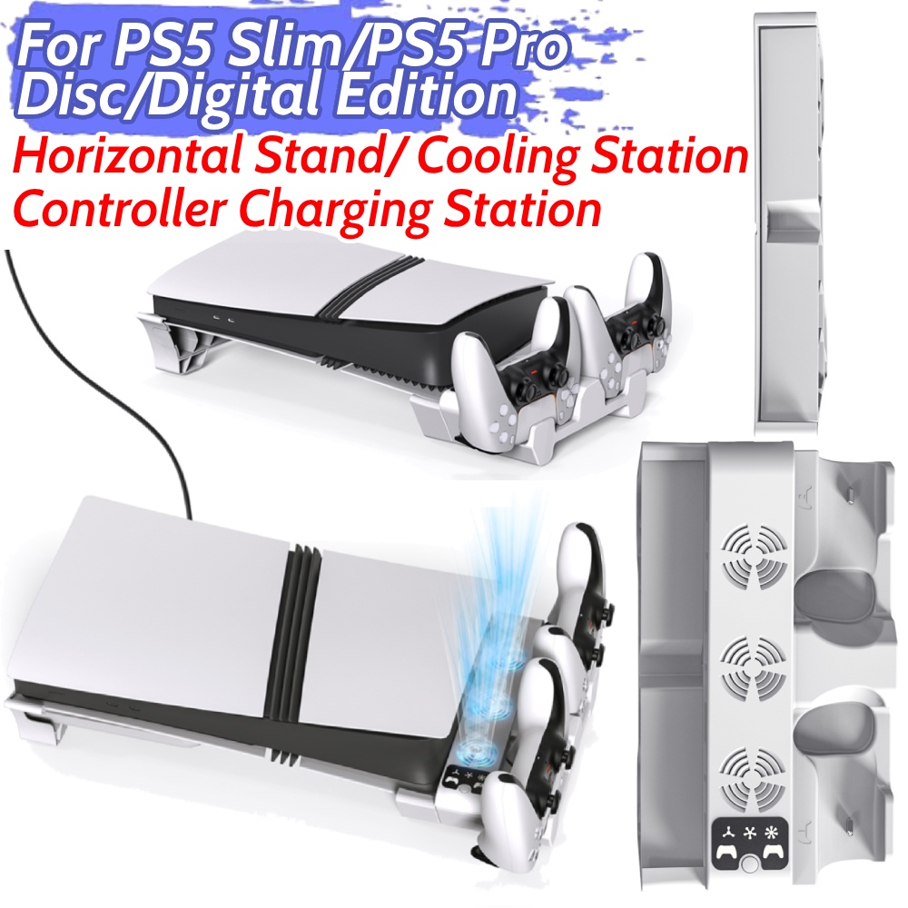 Jual Horizontal Stand Cooling Station Dual Controller Charger Horizontal Cooling Stand for PS5 ...