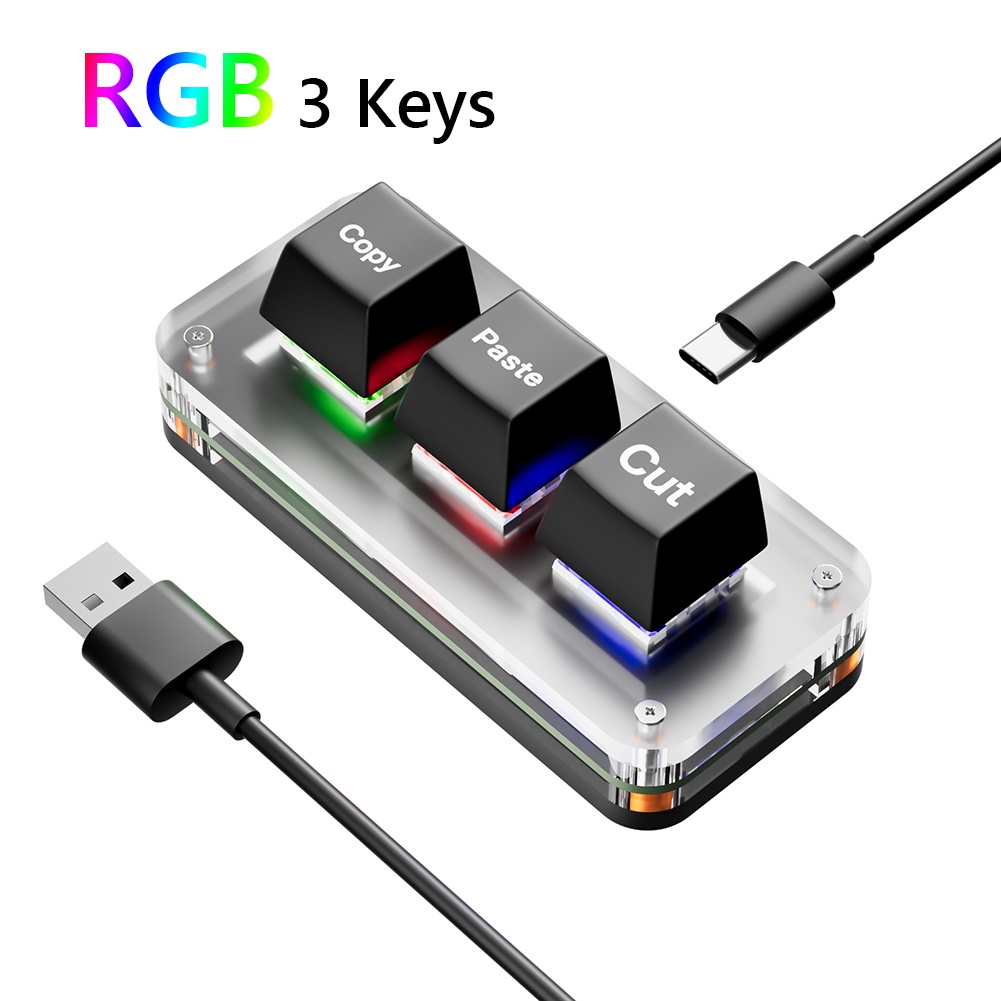 Jual RGB Mini Gaming Mechanical Keyboard 3-Key Cut Copy Paste USB Type ...