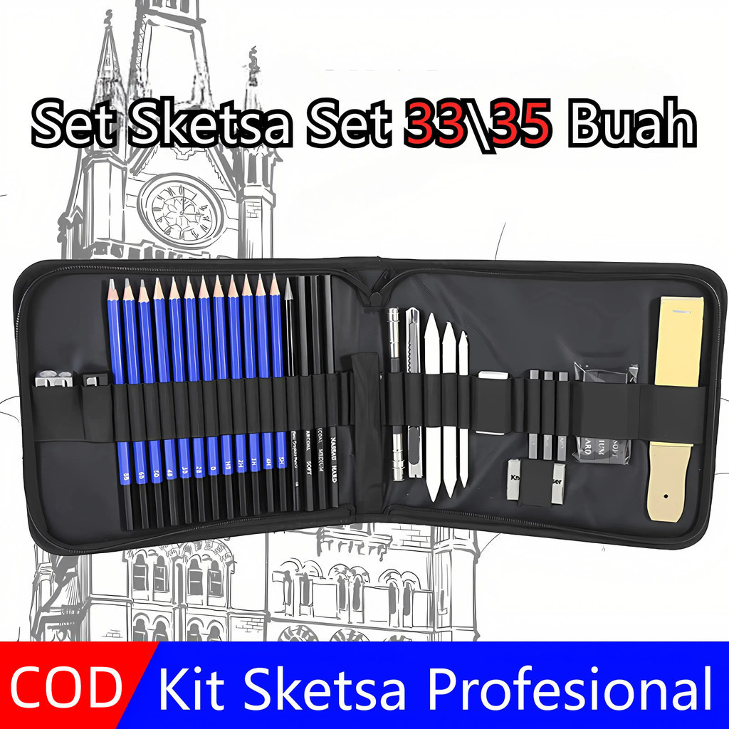 Jual UM1 Set Sketsa Set 33/35 Buah Kit Sketsa Profesional Set Lukisan ...