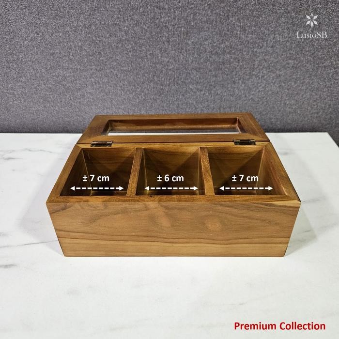 Jual ready stok lusiosb kotak tempat teh sachet kayu jati tea organizer ...