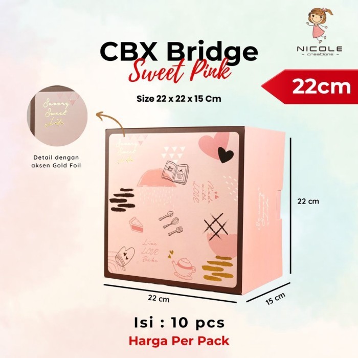 Jual Tukuparty Cake Box Bridge / Packaging Kue / Kotak Kue Uk 22 X 22 X ...
