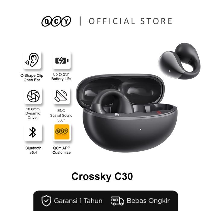 Jual QCY Crossky C30 Ear-Clip Open Ear TWS Earphones ENC Bluetooth 5.4 ...