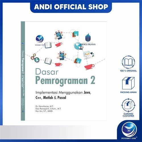 Jual Penerbit Andi - Buku Dasar Pemrograman 2, Implementasi Menggunakan Java, C++, Matlab ...
