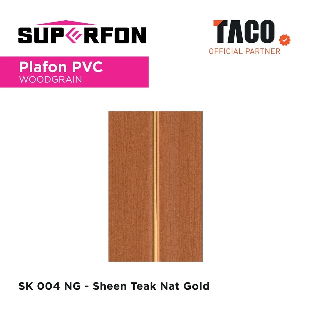 Jual Superfon Plafon PVC TACO Serat Kayu Glossy Tebal 8mm Panjang 4 ...