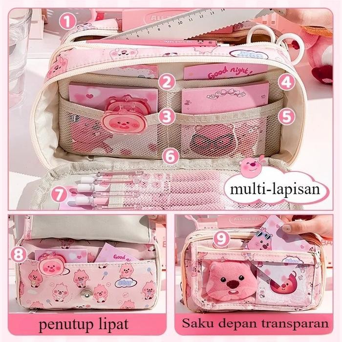 Jual 9 lapis tas alat tulis berkapasitas besar/Tempat pensil kartun ...