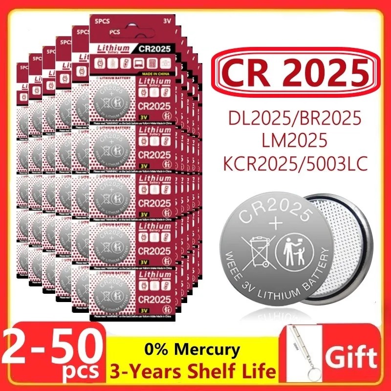 Jual 2-60PCS CR2025 Lithium Button Battery DL2025 BR2025 5003LC LM2025 ...