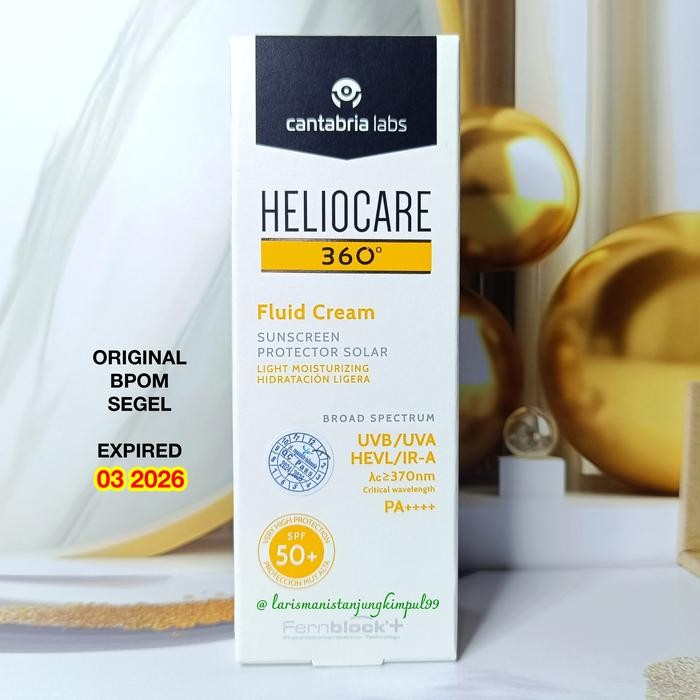 Jual Heliocare 360 Fluid Cream SPF 50 50 ml Sunscreen UVA UVB HEV ...
