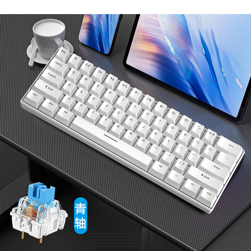 Jual Gaming Keyboard White Mechanical Game Usb Keyboards 60% Mini ...