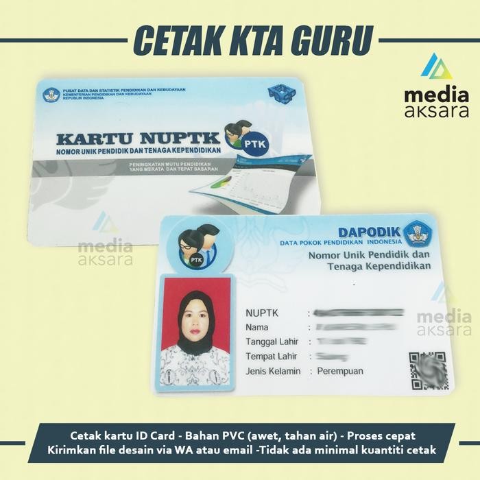 Jual CETAK KTA GURU/SISWA - NUPTK, NISN, DAPODIK, E-GURU, DLL. (uk.ID CARD) | Shopee Indonesia