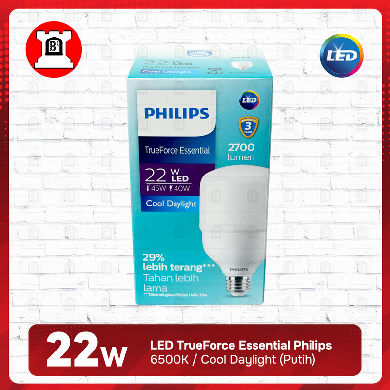 Jual Lampu LED Bohlam TrueForce Essential Philips HB 22W E27 Putih ...