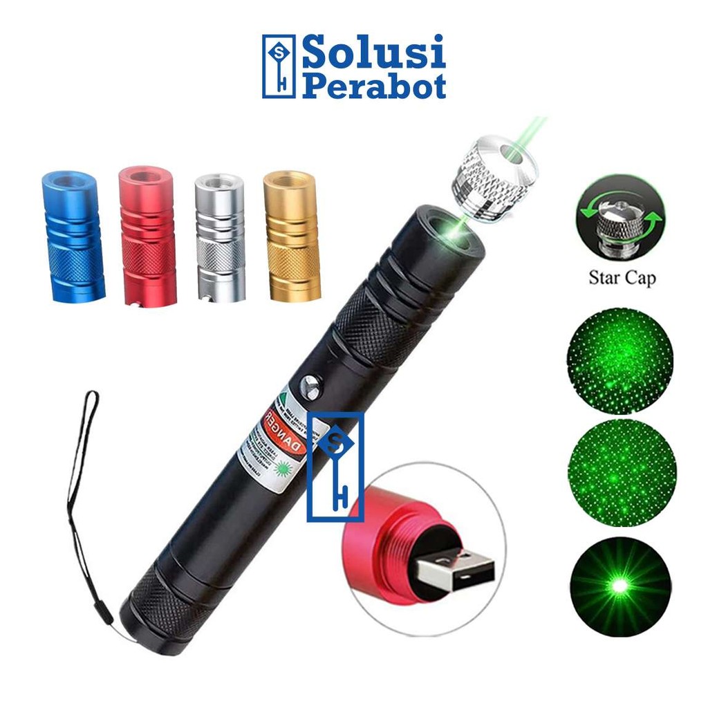 Jual Green Laser Pointer USB 100W A06x SP / Beam Penunjuk Lampu Jarak Jauh / Hijau Kunci ...