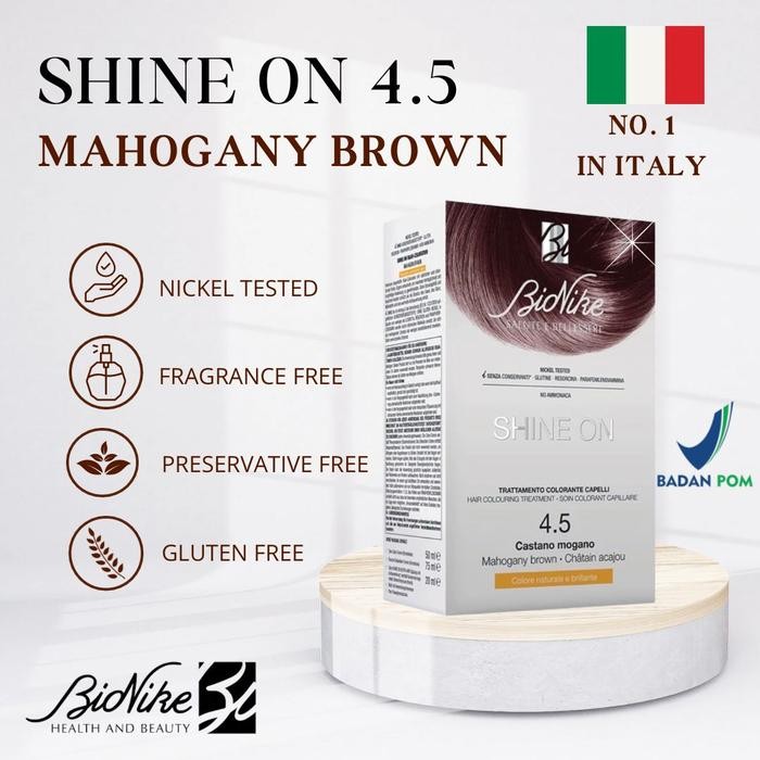 Jual BioNike Shine On 4.5 Hair Colouring Treatment - Mahogany Brown ...