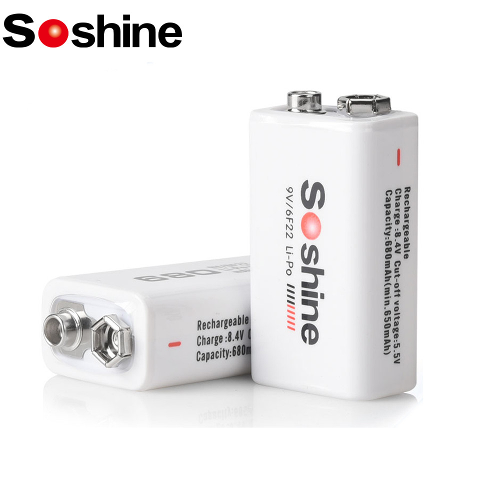 Jual NEW Soshine 6F22 9V Li-Po Rechargeable Battery 9 Volt 680mAh 6F22 ...