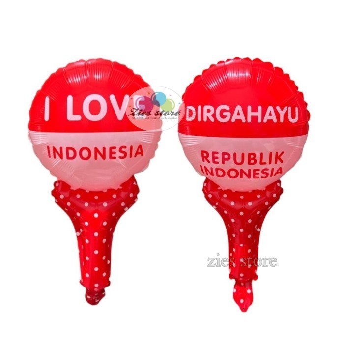 Jual PACK ISI 50 balon foil pentungan HUT RI / balon DIRGAHAYU RI merah ...