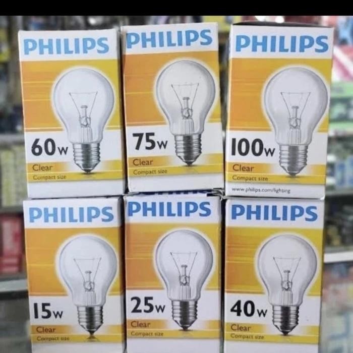 Jual lampu pijar philips 15w 25w 40w 60w 75w 100w bohlam ayam 15 25 40 ...