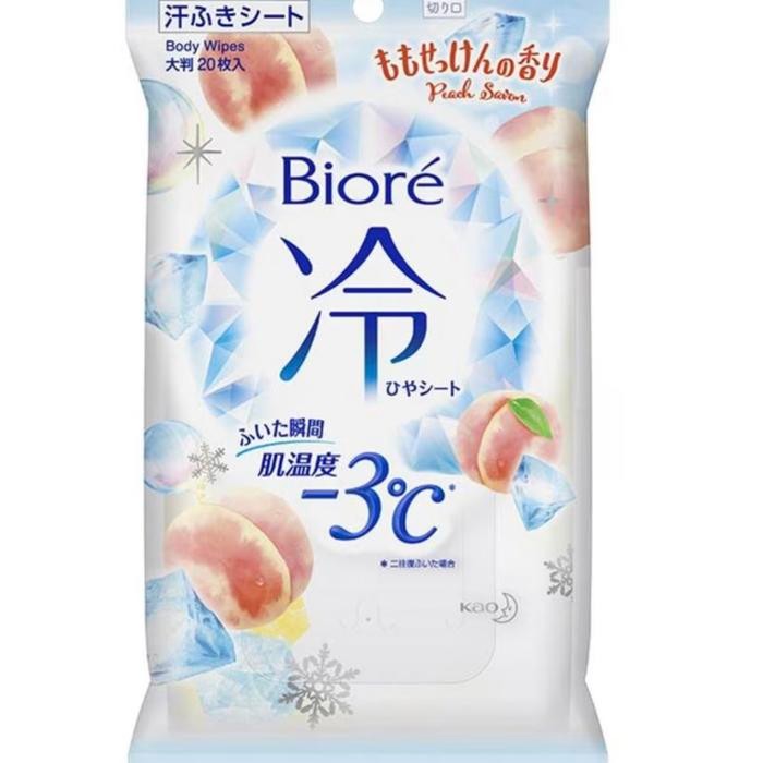 Jual BeautyClick- Kao Biore Cool Body Wipe Sheet Peach Scent, 20 Sheets ...
