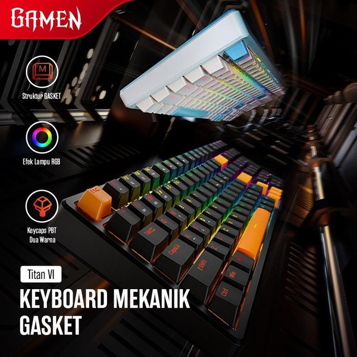 Jual Techlynx- Gamen Titan Vi / 6 Gasket Mount Mechanical Keyboard Wired Hotswappable | Shopee ...