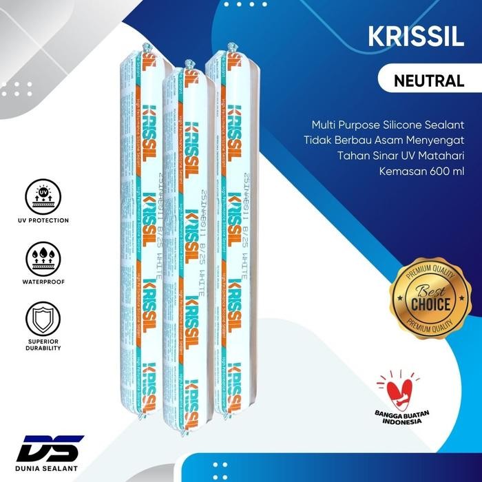 Jual SILICONE SEALANT KRISSIL NEUTRAL SOSIS SILIKON SILEN LEM KACA ...