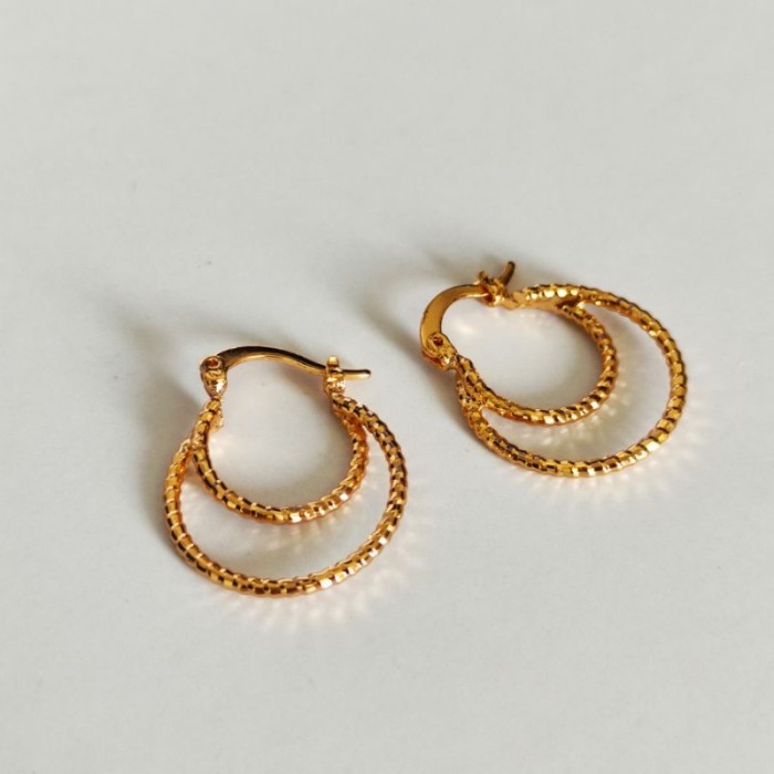 Jual (Expert) FAVORITE Anting Xuping 2 layer lapis emas 18k kode E | Shopee Indonesia