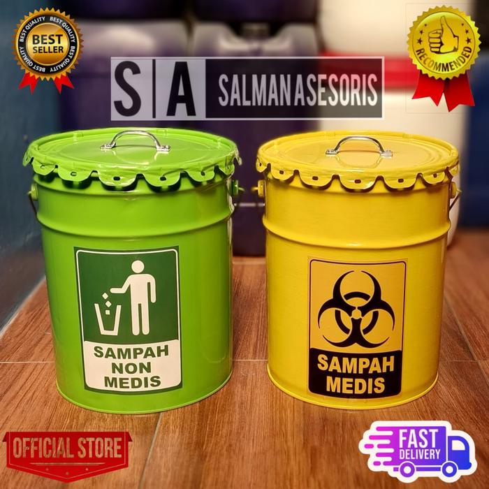 Jual Tempat Sampah Kaleng 20 Liter Organik / Non Organik / B3 / Non ...