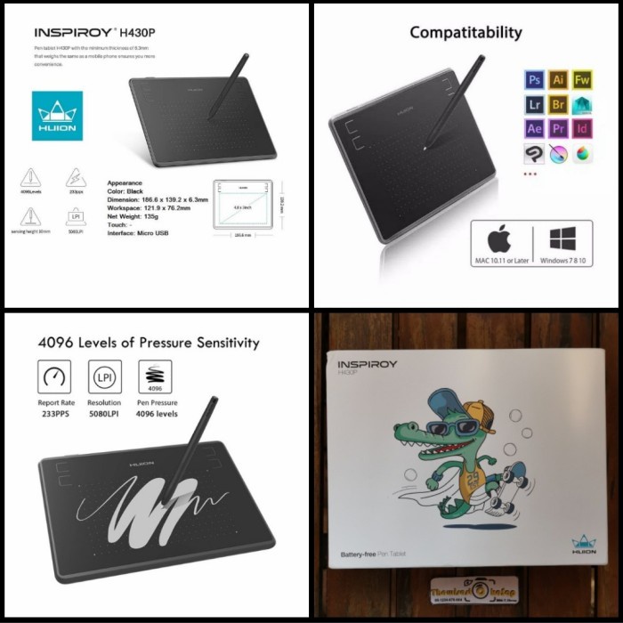 Jual Huion H430P Graphic Drawing Tablet Design Signature OSU Tablet ...