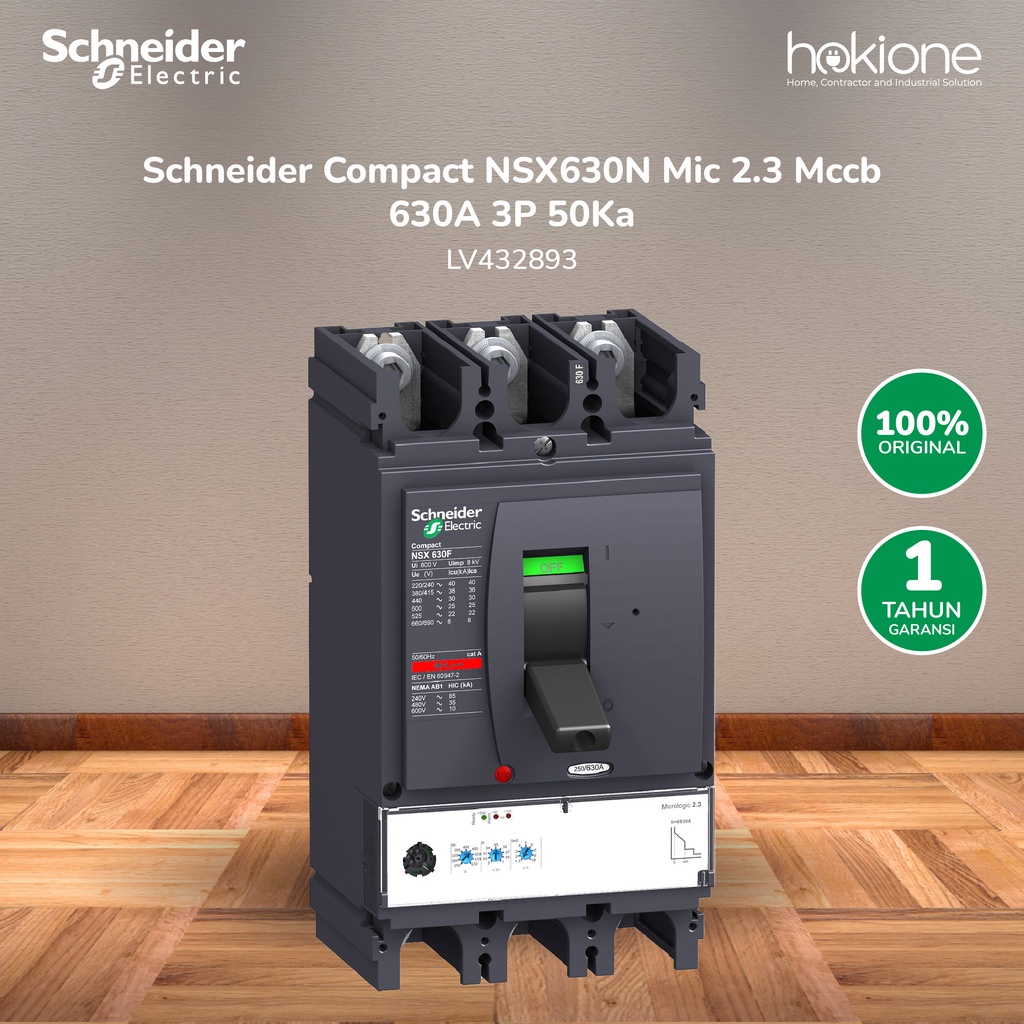 Jual Schneider Compact NSX630N MCCB Micrologic 2.3 630A 3P 50kA ...