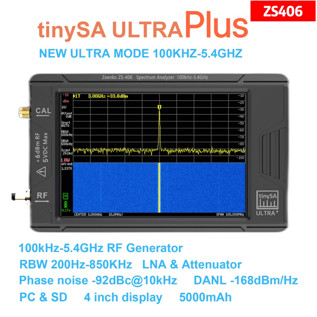 Jual Latest Original Zeenko TinySA ULTRA Plus ZS406 900Mhz-5.4GHz ...